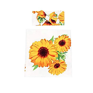 Thorn Tree Newborn Baby Girl Receiving Blankets Infant Baby Sunflower Swaddling+Bowknot Headbands 2Pcs for Cute Baby (0-3 Months,White Baby Wrap Blanket)