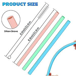 Silicon Replacement Straws for Owala FreeSip 19oz 24oz 32oz Water Bottle, 3pcs Reusable Straws with Cleaning Brush for Owala Insulated Water Bottle 24oz 32oz and Flip 25oz, Bottle Accessories