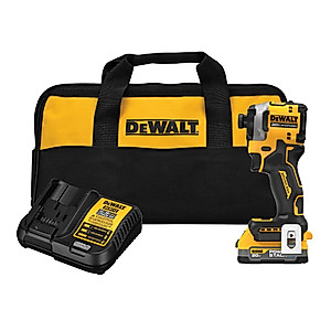 DEWALT 20V MAX ATOMIC Cordless Impact Drill Driver Kit, 1/4 Inch, Battery and Charger Included (DCF850E1)