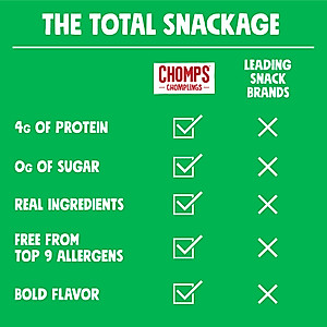 Chomps Snack Size Grass-Fed and Finished Jalapeño Beef Jerky Snack Sticks 0.5oz 24-Pack - Keto, Paleo, Whole30, 4g Lean Meat Protein, Gluten-Free, Zero Sugar Food, Non-GMO Chomplings