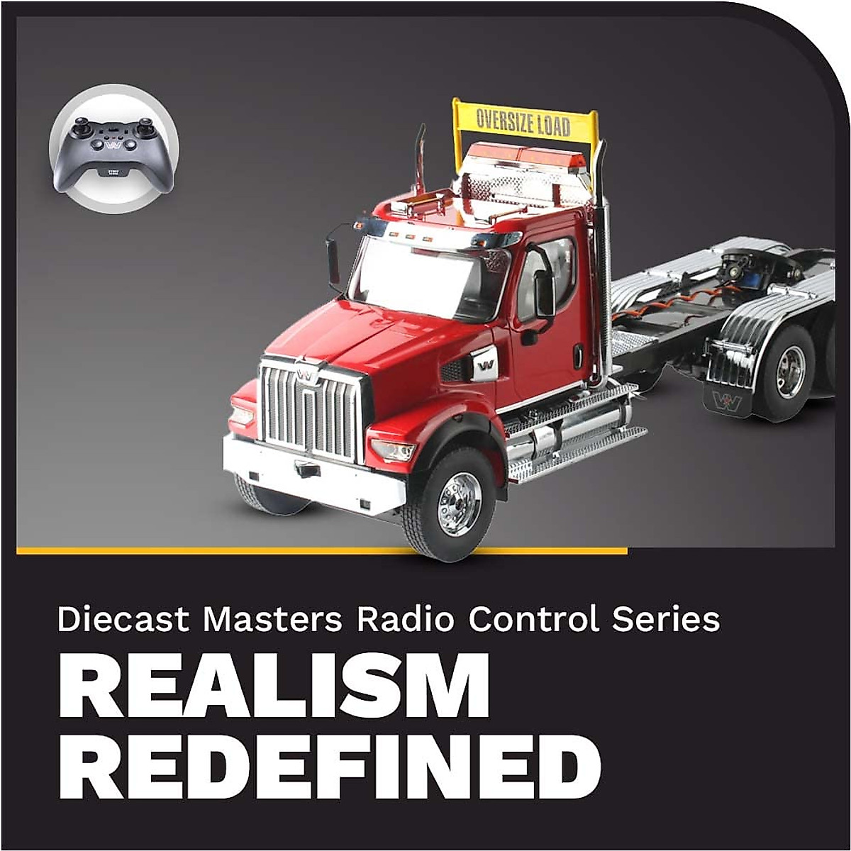 Diecast Masters RC Truck Western Star 49X SFFA Tridem Axle Heavy-Haul Tractor w/Lowboy Trailer | Radio Control Tractor Truck | 1:16 Scale Remote Control Truck and Trailer | Model 27010