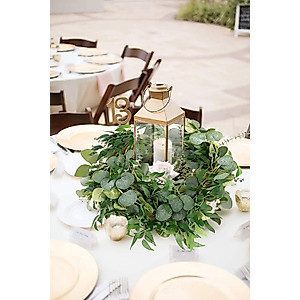 SOMYTING 2 PCS 6ft Artificial Eucalyptus Garland with Willow Leaves, Faux Greenery Garland Hanging Plants for Wedding Backdrop Arch Wall Garden Home Decor (Eucalyptus Willow Leaves, 2)