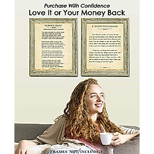 Positive Affirmations Wall Decor for Kids: Robert Frost, F. Scott Fitzgerald Set of 2, 11x14 Inspirational, Motivational Poster & Motivational Wall Art Office Decor for Men & Women