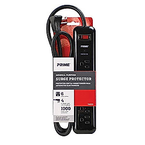 Prime Wire PB802225 6-Outlet Household Electronics Surge Protector with 14/3 SJT 4-Feet Cord