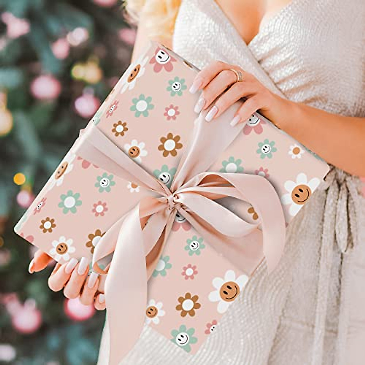 Whaline 12 Sheet Retro Boho Wrapping Paper Folded Flat Boho Floral Gift Wrap Art Paper for Birthday Wedding Baby Shower DIY Crafts Gift Packing Supplies, 19.7 x 27.6 Inch, 6 Design