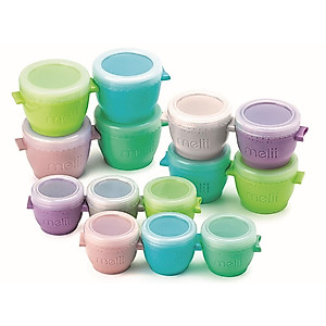 melii Snap & Go Baby Food Storage Containers with lids, Snack Containers, Freezer Safe, 14 Piece Set (4 x 6 oz, 4 x 4 oz, 6 x 2 oz), Original