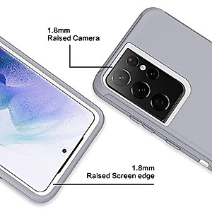 MXX Case Compatible with Galaxy S21 Ultra, 3-Layer Super Full Heavy Duty Body Bumper Cover/Shock Protection/Dust Proof, Designed for Samsung Galaxy S21 Ultra 5g (6.8 Inch) 2021 - (Gray/White)