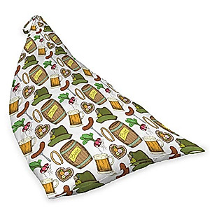 Lunarable Oktoberfest Lounger Chair Bag, Many Elements Turnip Sausage Traditional Attire Bavarian Celebration, High Capacity Storage with Handle Container, Lounger Size, Multicolor