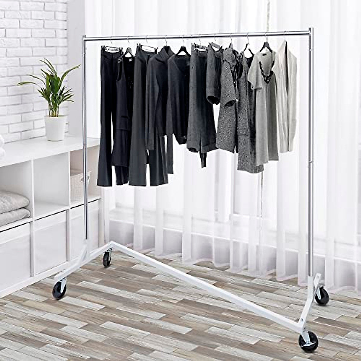 ZenStyle Clothes Rack Z Base Clothing Garment Rack on Wheels Commercial Heavy Duty Rolling Clothing Coat Rack Holder, Holds up to 220 lbs