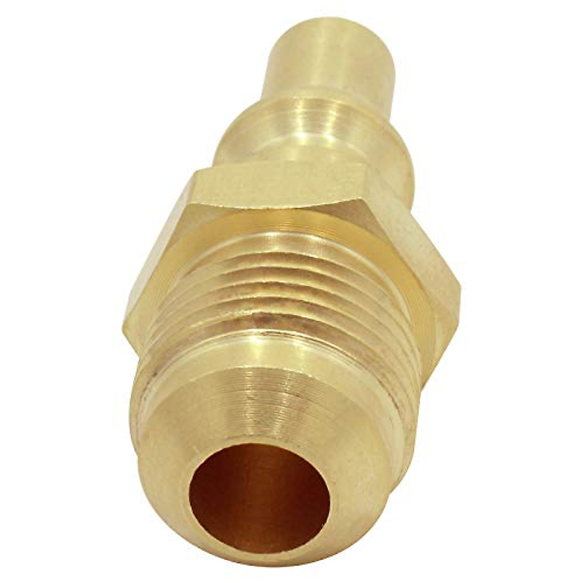 MCAMPAS New Propane/Natural Gas 1/4 Inch Quick Connect Fitting-Full Flow1/4 Quick Plug x 3/8" Male Flare for Connecting Gas Appliance,Heater,Grill Fire Pit, RV Quick Connect.(Solid Brass, 2 Piece)