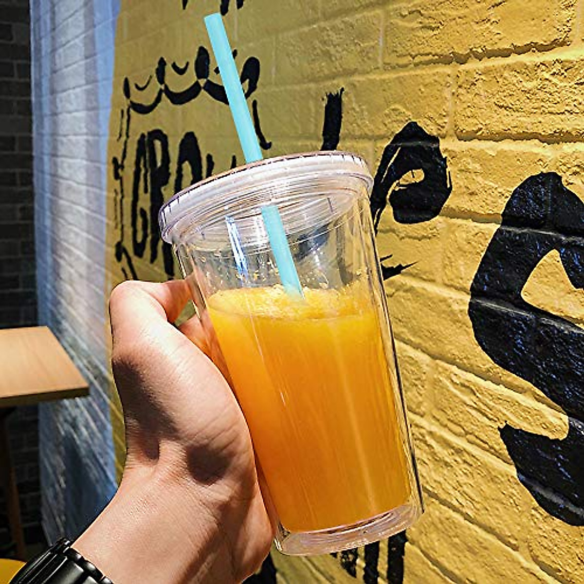 Hiware 52 Pcs Reusable Plastic Straws for Tumbler, Mason Jars, Cupture/Maars Acrylic, YETI/RTIC, Starbucks, Tervis, - 10.25" Extra Long 10 Colors Replacement Drinking Straws with 2 Cleaning Brushes