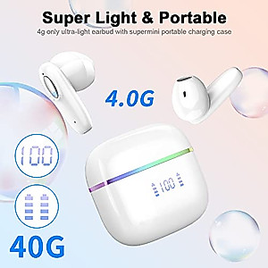 Wireless Earbuds, Bluetooth 5.3 Headphones with 40H Playtime, Bluetoth Earbuds with Premium Sound Deep Bass, In-Ear Wireless Earphones with Mic for Android iOS, Super Light & Portable, IP7 Waterproof
