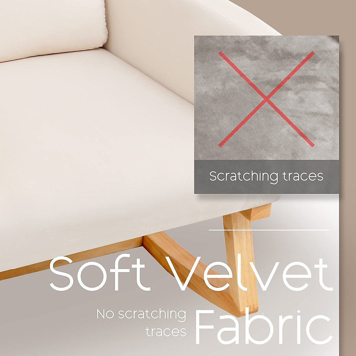 YUUIJOAA Rocking Chair Nursery - Glider Modern Accent Chairs Upholstered Velvet Nursing Rocker Padded Armchair for Indoor Living Room Bedroom Beige