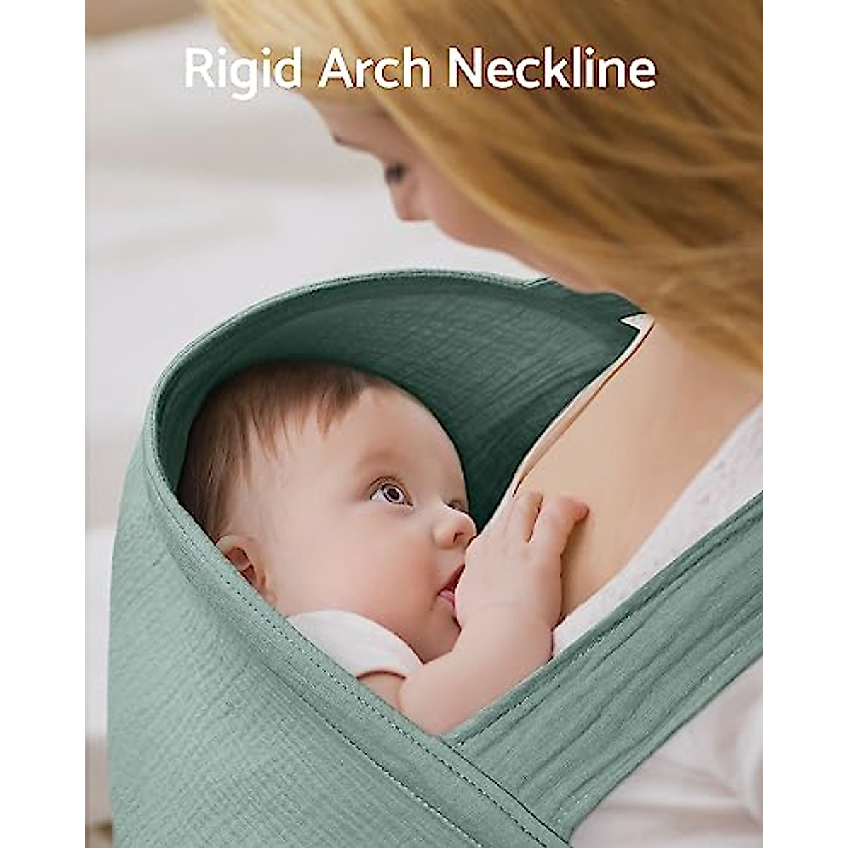Muslin Nursing Cover for Breastfeeding, Breathable Privacy Nursing Covers with Arch Neckline for Mom, Soft Cotton Multi-use Nursing Apron (Roman Green)