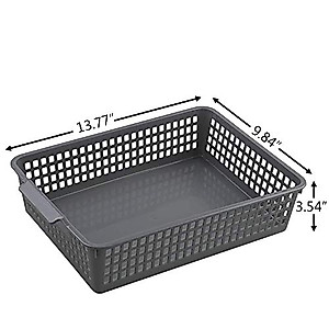 Neadas Rectangle Plastic Storage Baskets, Plastic Paper Baskets, 6-Pack