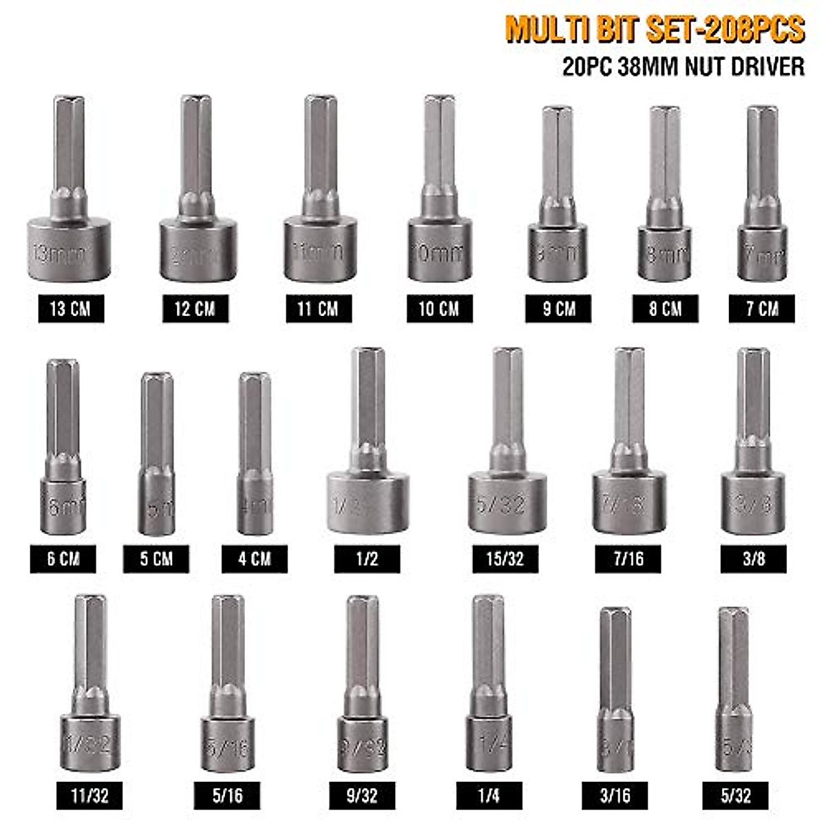 208 Piece Screwdriver Bit Set Security Bit Chrome Vanadium Steel Professional Ended Screw Tools Box by WULFPOWERPRO