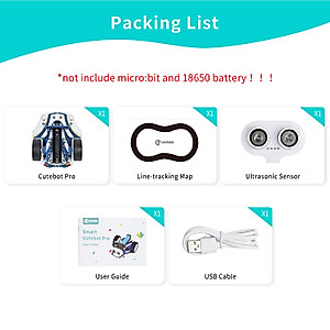 ELECFREAKS microbit Cutebot Pro DIY Programmable Robot Car Kit with 4 Line-tracking Sensors and Encoded Motor,STEM Educational Project Makecode Coding Car (not Include Micro:bit and Battery)