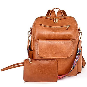 NINEBLUE Women's Backpack, Ladies Fashion Multipurpose Leather Travel Bag with Wallet, Convertible Single Room and Double Shoulder PU Bag