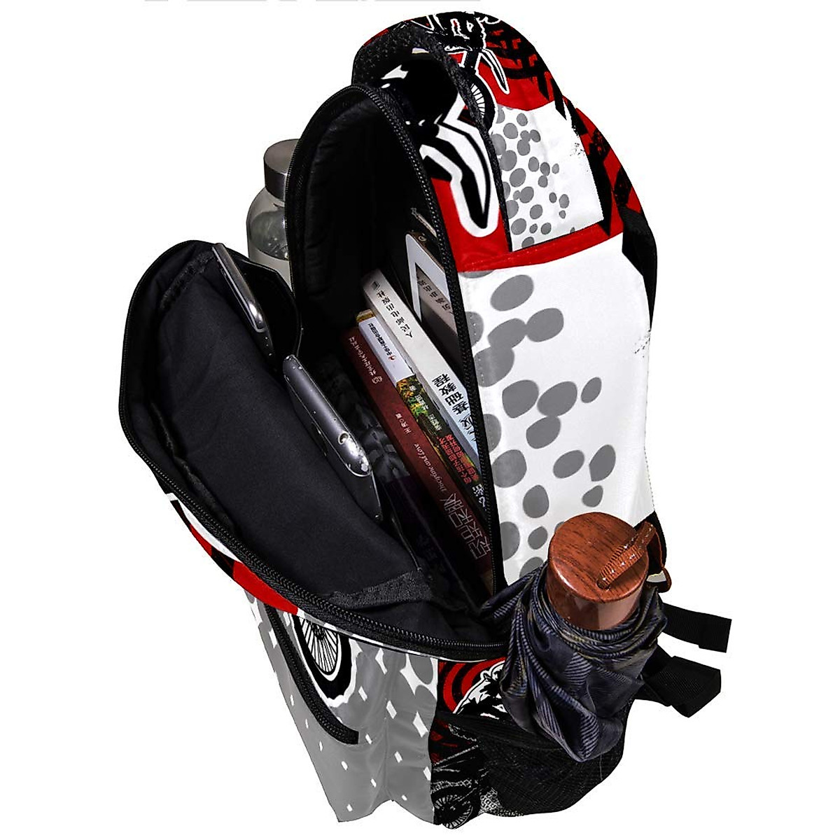 DJROW Motocross Rider Dirt Bike With Tire Marks In Monochrome Backpack Casual Sports Daypack Travel School Bag with Multiple Pockets for Men Women College