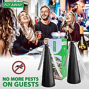 Fly Away - 2 Pack Outdoor Fly Repellent Fan, Outside or Inside Table use, Restaurant, Barbeque, Events, Deter Flies, Wasps, Bees, Other Moscas and Bugs Away, Battery Operated, Tabletop, Hanging Hook.