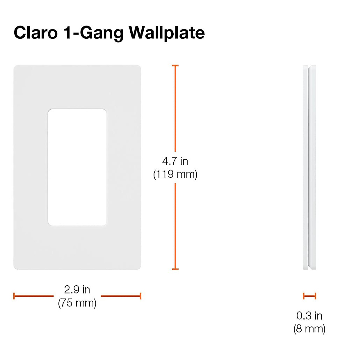 Lutron Claro 1 Gang Decorator/Rocker Wallplate, Gloss, White (96-Pack) | CW-1-WH-96