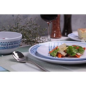 Melamine Dinnerware Sets, 12Pcs Plates and Bowls Sets Dinnerware Sets for 4 Indoor and Outdoor Use Dishwasher Safe Raindrops Design