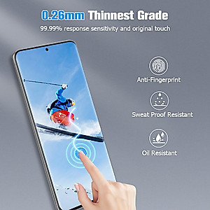 OuYteu [2+2 Pack] Galaxy S20 Glass Screen Protector and Camera Protector, HD Clear 9H Tempered Glass, Compatible Fingerprint, 3D Curved,Bubble-Free for Samsung Galaxy S20 Glass