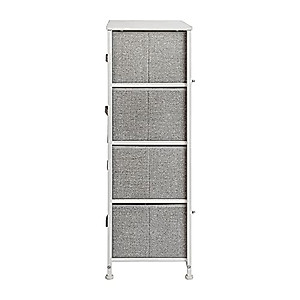 Flash Furniture 4 Drawer Storage Dresser - White Cast Iron Frame and Wood Top - 4 Easy Pull Light Gray Fabric Drawers