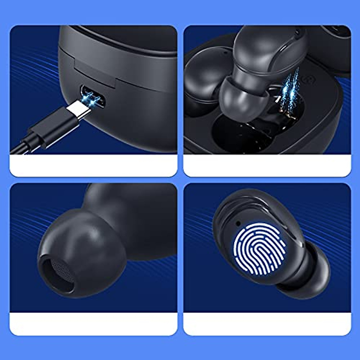 OCUhome True Wireless Earbuds, Purple Bluetooth Earbuds with Touch Control, XY-30 Bluetooth 5.0 Earphones Ergonomic Waterproof Binaural TWS HiFi Stereo Wireless Sports Earbuds for Fitness