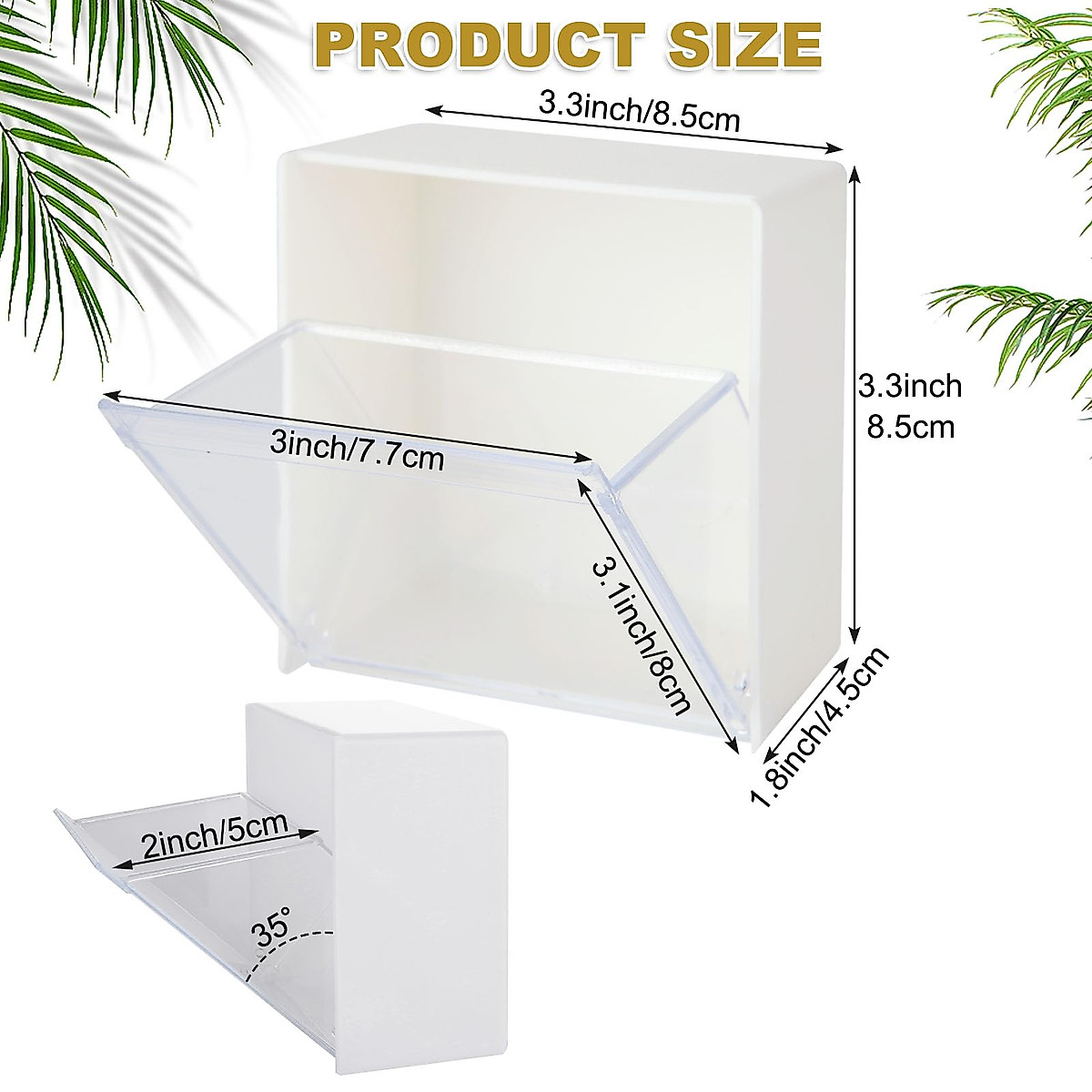 ABuff 10 Pack Wall Mounted Cotton Pads Holder Dispenser Self Adhesive Qtip Holder Small Acrylic Organizers and Storage Box for Cotton Ball, White Qtip Holder with Lid for Bathroom, 3.35 x 3.35 x 1.8In