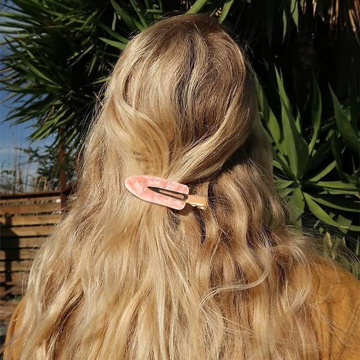 Magicsky 10PCS No Bend Hair Clips for Styling, Acrylic Resin Flat Clip, No Crease Curl Small Pin, Bang Seamless Hair Barrette Tool for Makeup-Hairstyle Accessories for Women Girls, Pink Opal