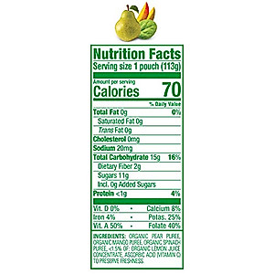 Happy Baby Organics Stage 2 Baby Food, Spinach Mango and Pear, 4 Ounce (Pack of 16)