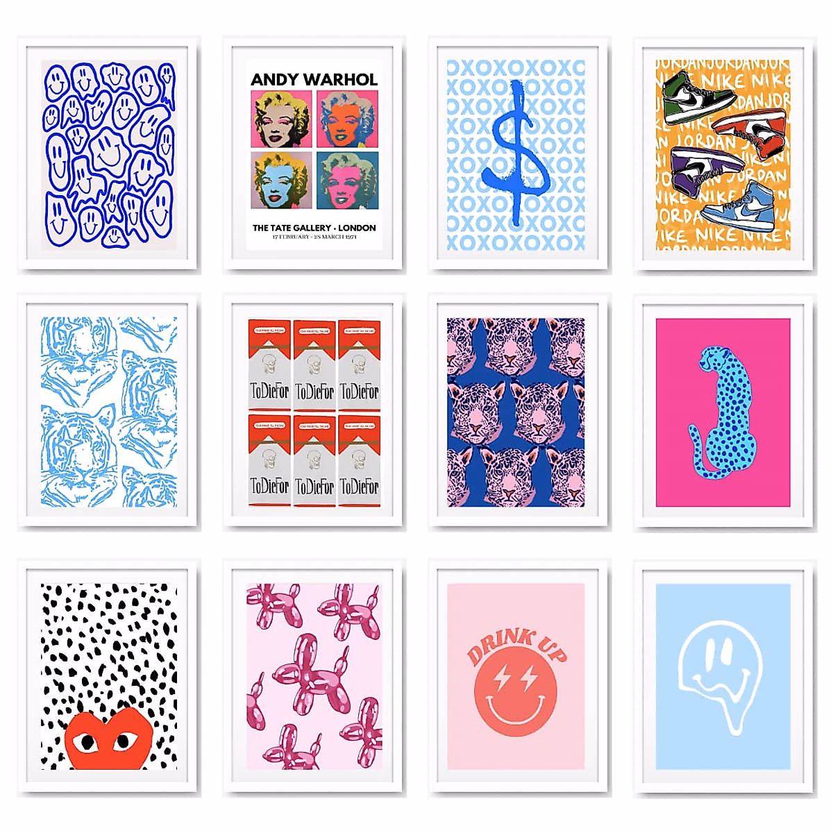 Aesthetic Set of 12 Poster Print Bundle 8x10" Wall Art -Trendy Art Decor - Home Decor/Kitchen/Bedroom/Dorm - By Printer's Row & Co. (PRC1)