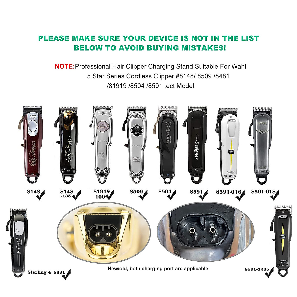 Anrom Hair Clipper Charging Stand, Hair Clipper Vertical Clipper Charging Dock, for Wahl Magic Clip Senior Cordless Hair Clipper #8591#8504#8148 New and Old Versions (Black)