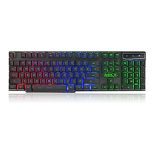 axGear Gaming Keyboard RGB LED Light Backlit Gamer USB Wired Silent Keyboard Noiseless