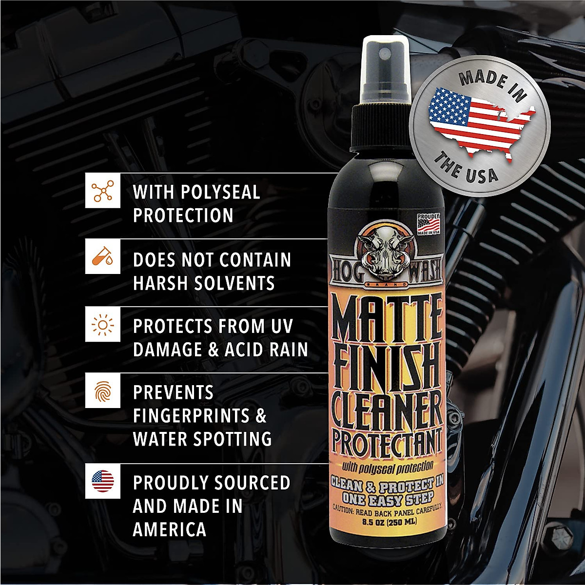 Liquid Performance Hogwash Matte Finish Cleaner and Protectant - 8.5 oz Motorcycle Bike Cleaner Spray - Also Works Great on Motorcycle Helmets - Removes Dirt and Grime