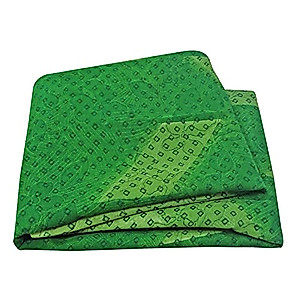 Peegli Vintage Green Saree Abstract Printed Curtain Drape Fabric Georgette DIY Craft Sari