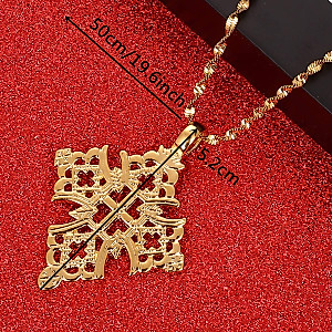 Ethiopia Coin Necklace for Women Men Gold Color Ethiopian Jewelry African Ethnic Gift