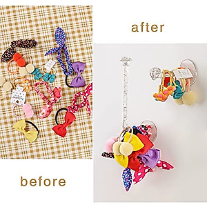 4 PCS Scrunchie Holder Adhesive Scrunchie Organizer Clear Hair Tie Organizer Stick Wall Hooks Hair Tie Holder Organizer Stand Tie Dye Scrunchy Holder Headband Storage