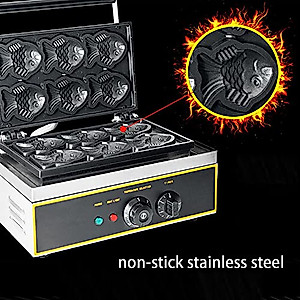 SRMNFADZ Japanese Fish Shaped Waffle Maker, Commercial Electric Non Stick Taiyaki Waffle Machine, Electric Cake Pan Bread Maker for Party Cafe Tea Shop