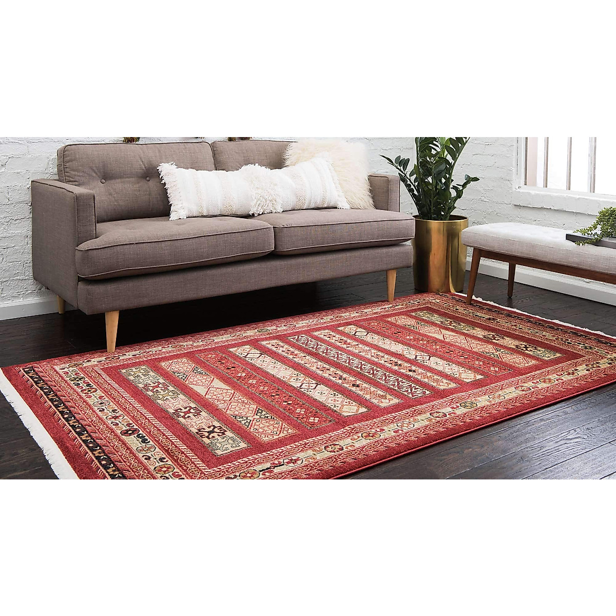 Unique Loom Fars Collection Area Rug - Pasadena (3' 3" x 5' 3" Rectangle, Rust Red/ Black)