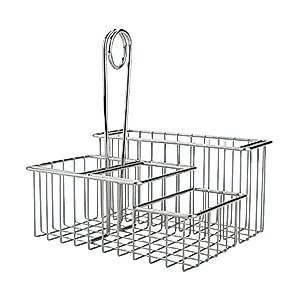 G.E.T. 4-21699 Chrome Four Compartment Condiment Caddy Metal Specialty Servingware Collection, 8" x 7" x 9" Tall, Chrome
