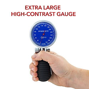 LINE2design Manual BP Cuff Kit 5 Infant Child Adult Large Adult & Thigh - EMS Deluxe Aneroid Sphygmomanometer Blood Pressure Monitor Set + Stethoscope with Carrying Case – Red