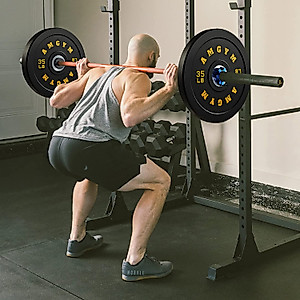 AMGYM Bumper Plates, 2-inch Bumper Plate, Color Coded Olympic Gym Weights with Steel Hub, Set with High Density Rubber (100 LB 2x15+2x35LB)