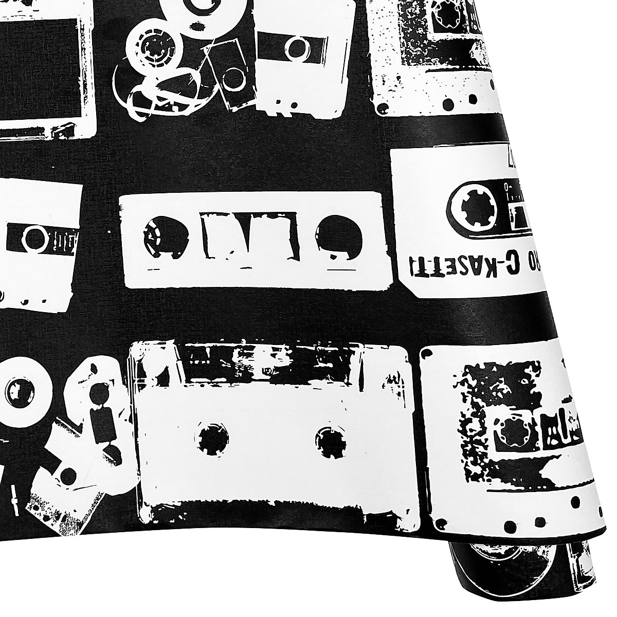 Yifely Black White Drawer Covering Paper Retro Cassette Shelf Liner Countertop Door Sticker 17.7inch by 9.8 Feet