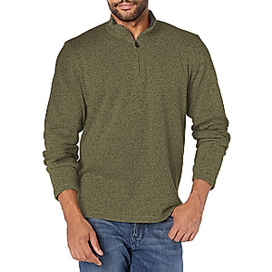 Wrangler Authentics Men's Long Sleeve Fleece Quarter-Zip, Olive Night, X-Large