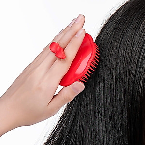 Aroveea Hair Scalp Brush Dandruff Cleaning Brush Shower Scalp Shampoo Brush Scalp Massager Pack of 4 (Black and red)