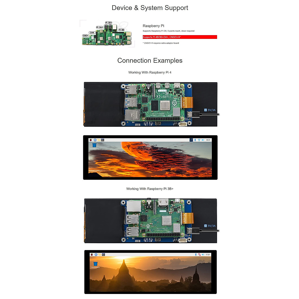 7.9inch Capacitive Touch 400×1280 IPS DSI Interface Display Panel LCD Supports Raspberry Pi 4B/3B+/3A+, CM3/3+/4 @XYGStudy