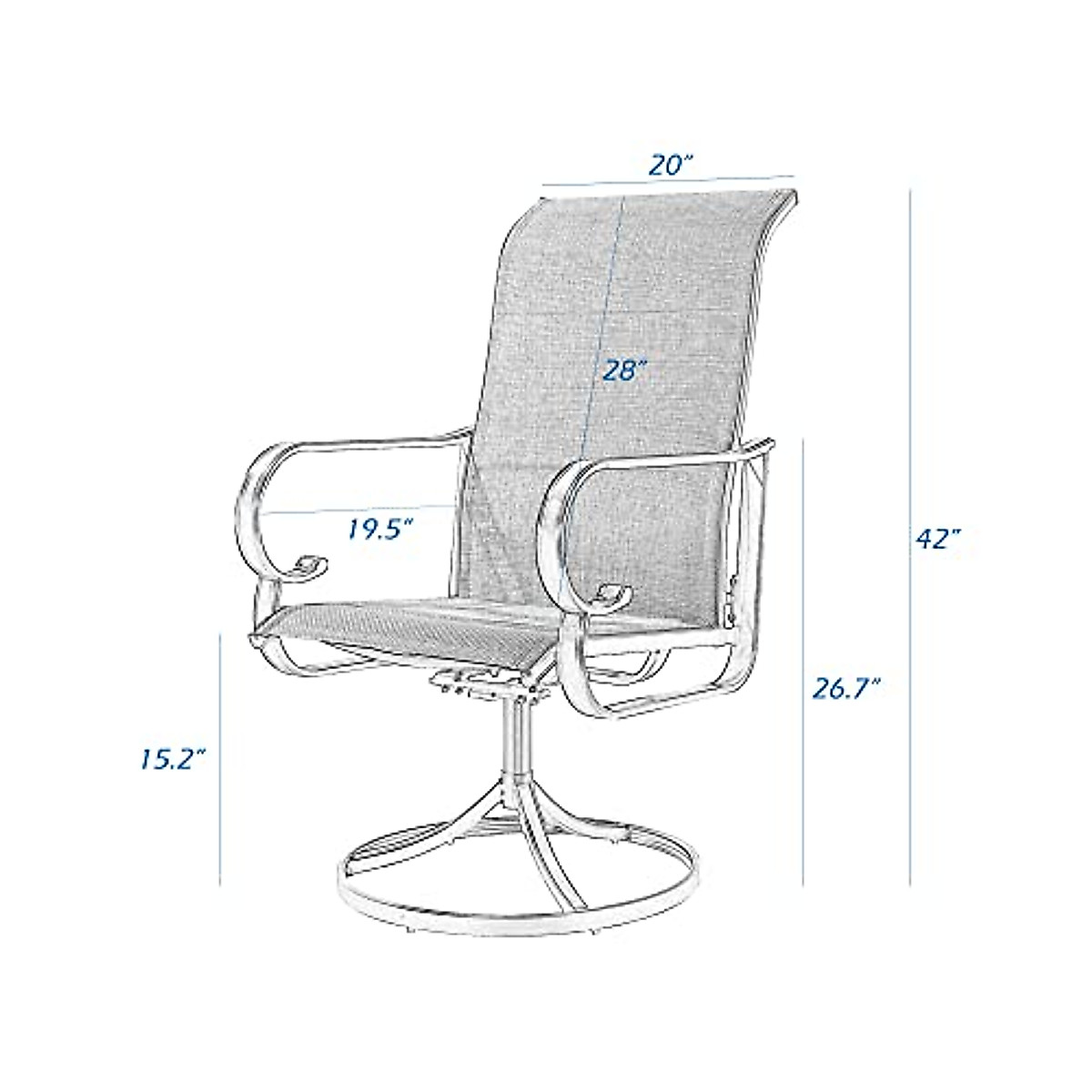 Iwicker Patio Dining Chairs, Outdoor Swivel Dining Chairs with Textilene Mesh Fabric, Set of 2