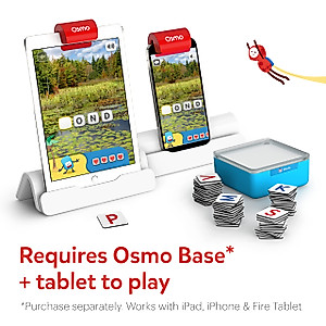 Osmo - Genius Words for iPhone, iPad & Fire Tablet - Ages 6-10 - Interactive Letter Recognition,Phonics,Sight Words & Spelling - Educational Learning Games - STEM Toy - Boy & Girl (Osmo Base Required)